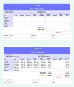 Free Printable and Downloadable Timesheet Templates | Traqq